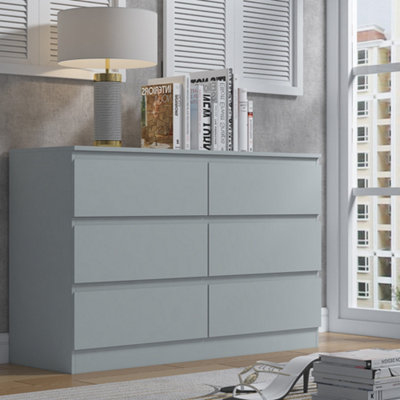 Large Matt Grey 6 Drawer Chest Of Drawers Deep Drawer Design | DIY at B&Q