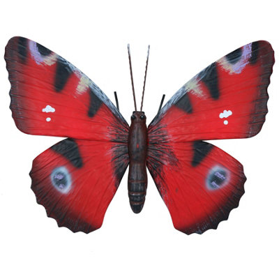 Large Metal 3D Red Butterfly Garden/Home Wall Art Ornament 5x24x32cm ...