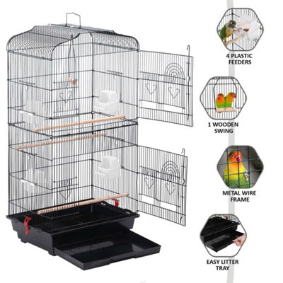 Large Metal Bird Cage Budgie Canary Parakeet Cockatiel Finch Lovebird ...