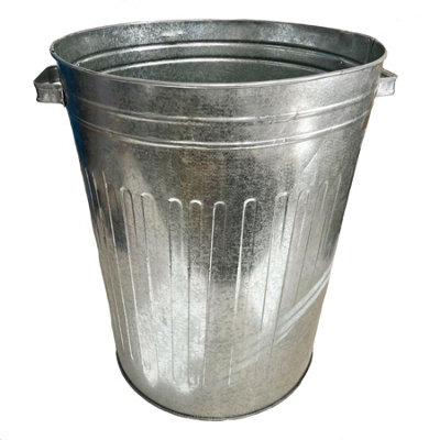 Large Metal Galvanised Bin with Lid + Handles Waste and Animal Feed ...