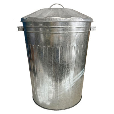 Large Metal Galvanised Bin with Lid + Handles Waste and Animal Feed ...