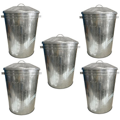 LARGE METAL GALVANISED BIN WITH LID + HANDLES WASTE AND ANIMAL FEED ...