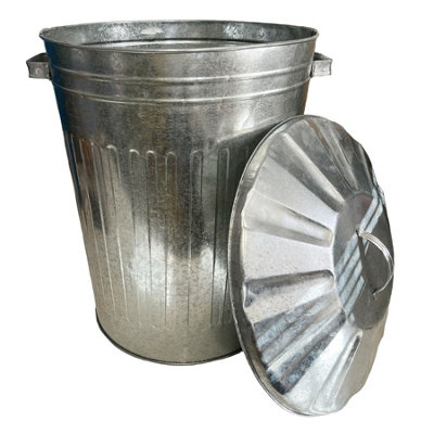 Large Metal Galvanised Bin with Lid + Handles Waste and Animal Feed ...