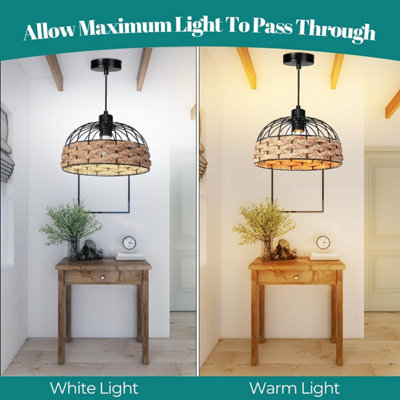 Large Metal & Jute Rope Light Shade, Retro Black