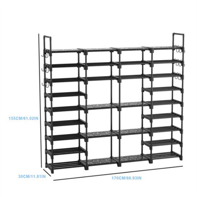 Large Metal Shoe Rack Organizer Capacity Adjustable Shelving Closet Storage
