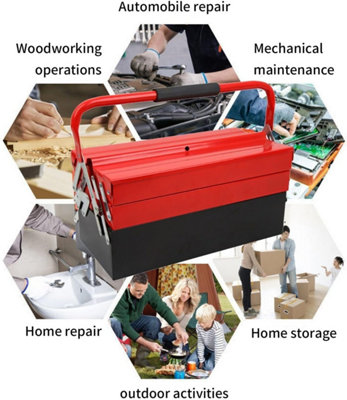 Large Metal Tool Box Heavy Duty 3 Tier Cantilever Portable Tool Case ...