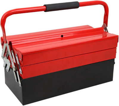 LARGE METAL TOOL BOX HEAVY DUTY 3 TIER CANTILEVER PORTABLE TOOL CASE ...