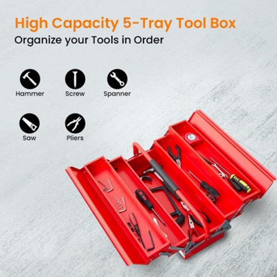 Large Metal Tool Box Heavy Duty 3 Tier Cantilever Portable Tool Case ...