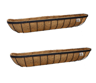 Large Metal Wall Troughs Garden Window Boxes 120cm Set of 2 | DIY at B&Q