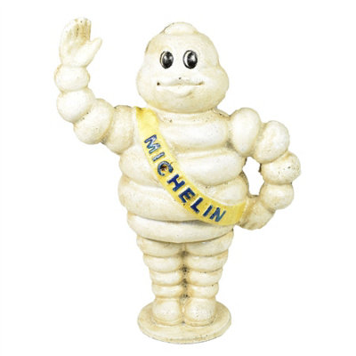 Large Michelin Man Waving Mascot Bibendum Cast Iron Coin Money Bank Box ...