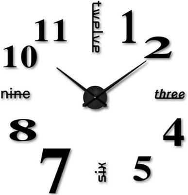 Large Modern 3D Stick On Wall Clock Silent Ticking Diy Frameless Funky ...