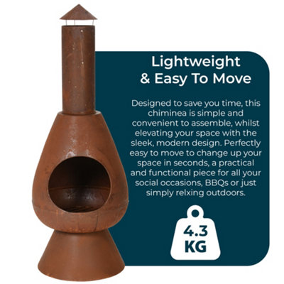 Large Modern Garden Chiminea Fireplace Rust