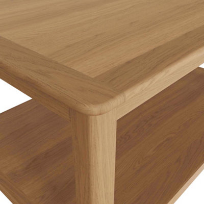 Large Oak Coffee Table With Storage Shelf - Natural Oak