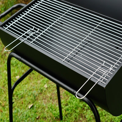 Large Oil Drum Charcoal BBQ Grill Barbecue Warming Rack Portable Wheels ...