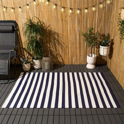 Large Outdoor Rug Garden Waterproof Floor Patio Stripe Deck Mat Non ...
