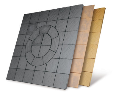 Large Paving Circle With Squaring Off Kit "The Alderley" Welsh Slate 7.29m2