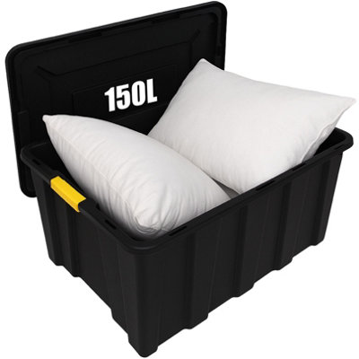 Large Plastic Storage Box with Lid (92x58x42 cm) - Heavy Duty Container ...