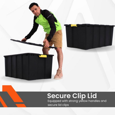 Large Plastic Storage Box with Lid (92x58x42 cm) - Heavy Duty Container ...