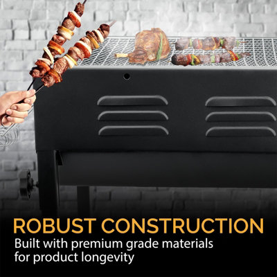 Large Portable Charcoal BBQ Grill Steel Barbecue Stove with Hot Plate ...