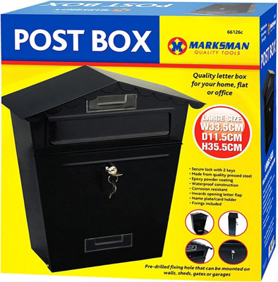 Large Post Box Mail Classic Letter Holder Steel Lockable Weatherproof ...