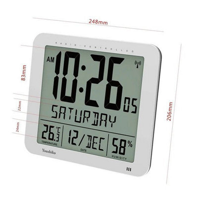 Large Radio Controlled Wall Clock with Large 3.27 inches Time digits
