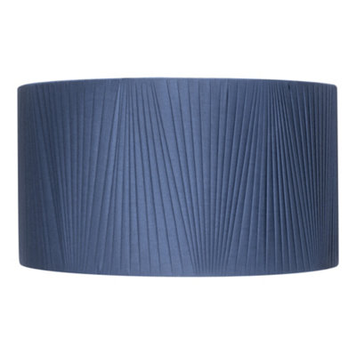 Large Raye Drum Silk Peacock Blue Pleated Light Shade (D)45cm ...