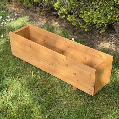 Large Rectangle Wooden Garden Trough Planter (90cm)
