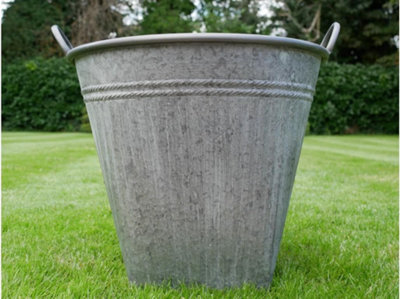 Large Round Galvanised Metal Bucket