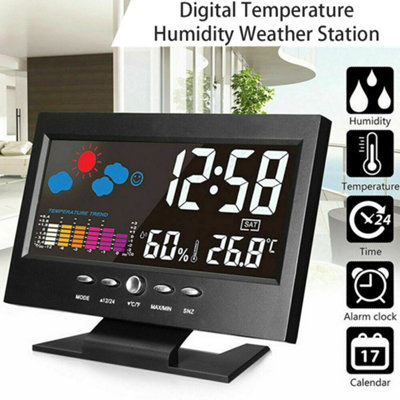 Large Screen Smart Digital Display Weather Clock,Multi-Function,with ...