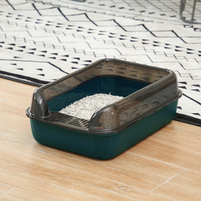 Large Semi-Closed Anti-Splash Cat Litter Box 51cm W x 34.5cm D x 17cm H