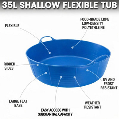 Large Shallow Flexi Tub Bucket 35L For Home, Garden, Equestrian Stable ...