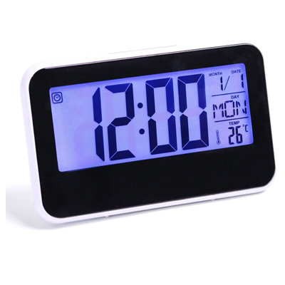 Large Silent LCD Wall Clock with Temperature and Humidity Display Clock ...