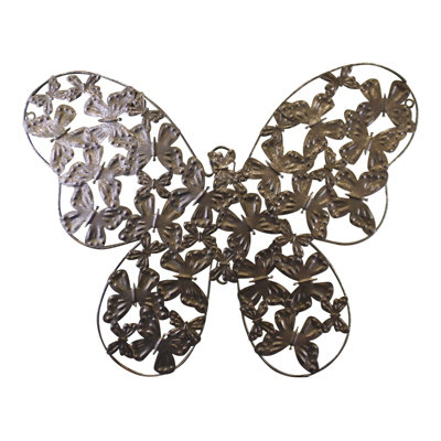 LARGE SILVER METAL BUTTERFLY D