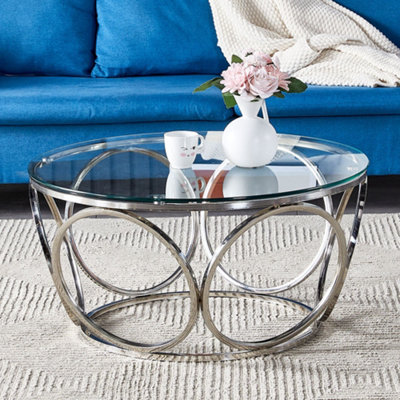 Silver glass coffee table set store