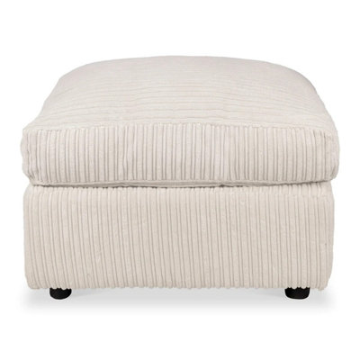 Large size jumbo cord Cream premium footstool
