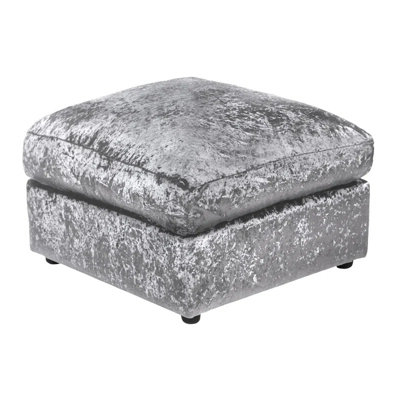 Large size Silver crushed velvet premium footstool