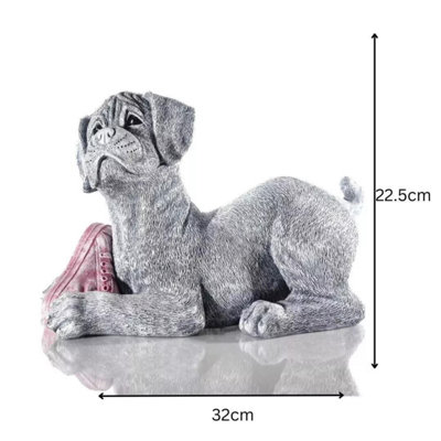 Large Solar Dog Ornament Garden LED Light Up Puppy Stone Effect Statue ...