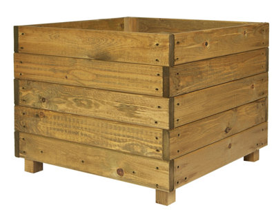 Large Square Wooden Garden Planter Plant Flower Trough Timber Box Pot ...
