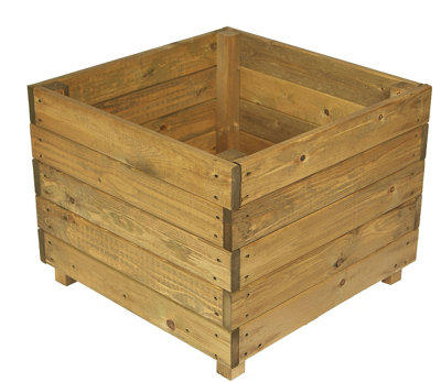 Large Square Wooden Garden Planter Plant Flower Trough Timber Box Pot ...