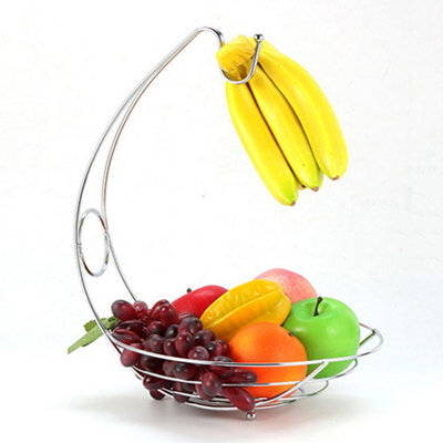 LARGE STAINLESS STEEL FRUIT BASKET SILVER PLATED FRUIT & VEG BASKET BOWL