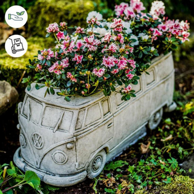 LARGE STONE CAMPER VAN GARDEN PLANTER