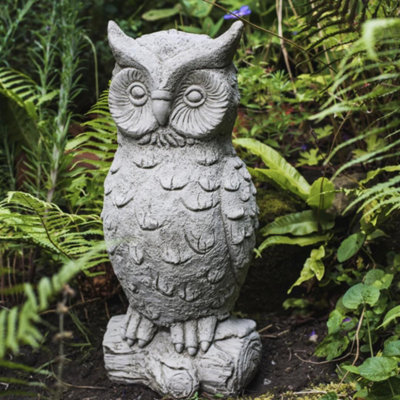Large Stone Cast Owl Garden Ornament at B&Q