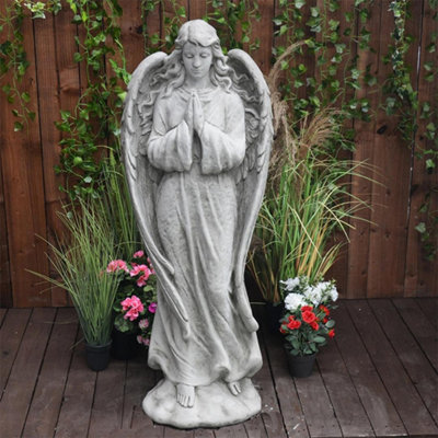 Large Stone Cast Praying Angel Memorial Statue | DIY at B&Q