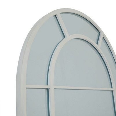 Large Tall Arched White Window-Style Framed Wall Mirror 2000 x 800 mm