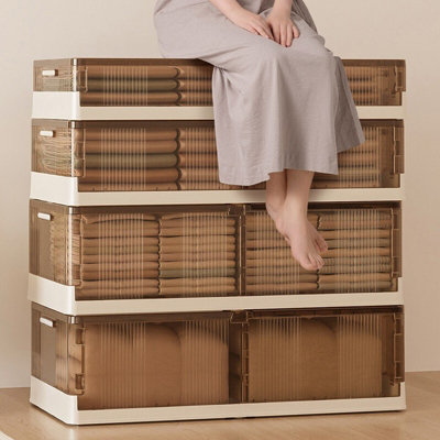 LARGE UNDER BED STORAGE BOXES SLIM ORGANISER BOX WHEELS SLIDE OUT ...