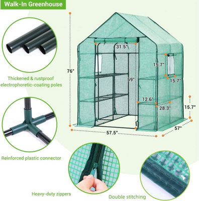 Large Walk-In Greenhouse with 2 Windows & 8 Shelves - Cold Frame ...