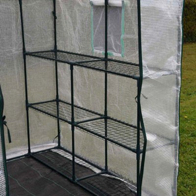 Large Walk In Greenhouse with PE Cover, 3 Tier with 12 Shelves, Roll Up ...