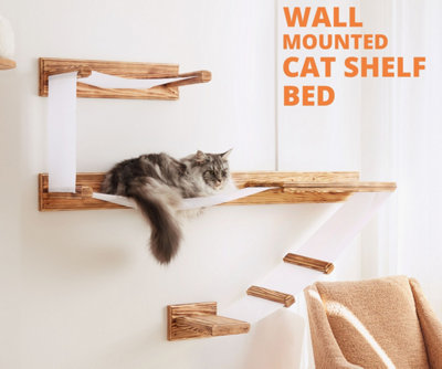 Large Wall Cat Bed Sleeping Shelf - Solid Wood Cat Wall Furniture - Cat ...