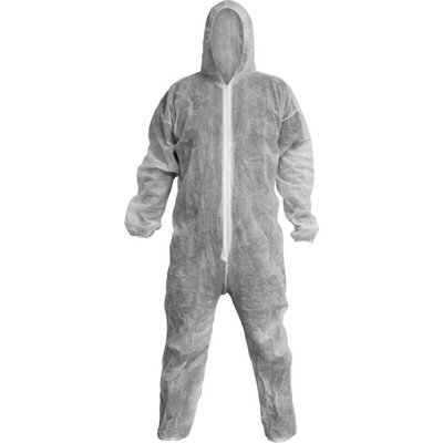 Large White Disposable Coverall with Elasticated Hood and Cuffs for ...