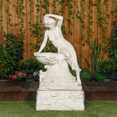 Large White Stone Bathing Lady Statue with Large Base | DIY at B&Q